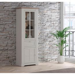 FORTE Vitrine &raquo;Iloppa&laquo; H&ouml;he ca. 209 cm braun FSC -zertifizierter Holzwerkstoff Schnee Eiche / Nelson Eiche, B/H/T: 75,6cm x 209,8cm x 44,3cm, 