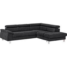 COTTA Ecksofa &raquo;Komaris L-Form, B: 249 cm&laquo; mit Kopfteilverstellung, optional Schlaffunktion, Bettkasten & Licht schwarz Microfaser PRIMABELLE (100% 