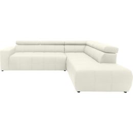DOMO collection Ecksofa &raquo;BRANDON L-Form, auch in Leder&laquo; inklusive Kopfteilverstellung, wahlweise mit Sitztiefenverstellung wei&szlig; Luxus-Kunstleder;100% 