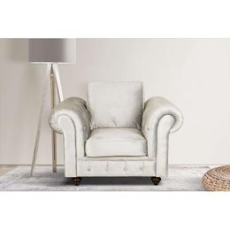 Home Affaire Sessel &raquo;MENDITTE&laquo; Knopfheftung an Armlehnen und vorderer Leiste, hohe Qualiit&auml;t beige 100% Polyester Samtvelours, B/H/T: 117cm x 90cm x 