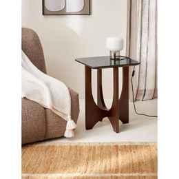 LeGer Home by Lena Gercke Beistelltisch &raquo;Kirella&laquo; mit Marmor-Optik und massivem Eschenholz-Kreuzfu&szlig;, Breite 45 cm braun B/H/T: 45cm x 56cm x 45cm