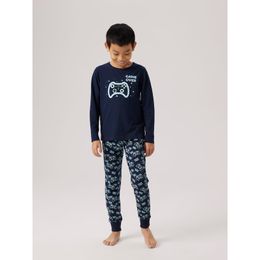 name it Kinder Schlafanzug &raquo;NKMNIGHTSET SAPPHIRE GAME NOOS&laquo; Set, 2 tlg. in Basic-Form blau 86 (92)