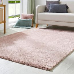 ANDIAMO Hochflor-Teppich &raquo;Chicago&laquo; rechteckig 40 mm H&ouml;he Uni Farben, weich & kuschelig, ideal im Wohnzimmer & Schlafzimmer rosa Obermaterial: 100% 