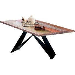 Sit Esstisch 1 Stk. tlg. aus bunt lackiertem Altholz braun Altholz lackiert, Metall (Eisen) B/H/T: 240cm x 76,4cm x 100cm, 240x100cm