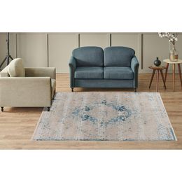 Kayoom Teppich &raquo;Milan 225&laquo; rechteckig 5 mm H&ouml;he ca. 436.800 Points/qm, Kurzflorteppich, weiche Haptik, hochwertig blau Polypropylen B : 120cm 1 Stk., 5mm, L: