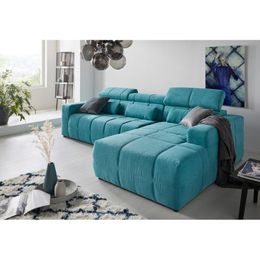 DOMO collection Ecksofa &raquo;BRANDON 289x177x80 cm, whlw. mit Sitztiefenverstellung, L-Form&laquo; mit Kopfteilverstellung, wahlweise Sitztiefenverstellung, L-