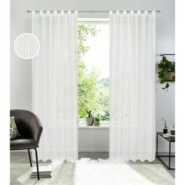 OTTO home Gardine &raquo;Marric&laquo; Schlaufen 1 Stk. tlg. halbtransparent, Leinenoptik mit Streifen, Schlaufenaufh&auml;ngung wei&szlig; Polyester 175cm, Schlaufen, 135cm
