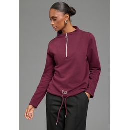 Bruno Banani Damen Sweatshirt, mit hohem Stehkragen, aus Baumwolle und Polyester rot 48/50