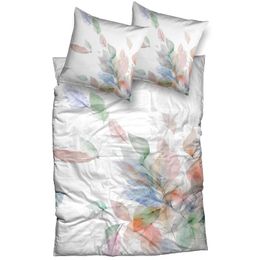 CASATEX Bettw&auml;sche &raquo;Ephemere&laquo; 2 tlg. zart und elegant bunt Satin, Bezug: 100% Baumwolle B/L: 135cm x 200cm, 1 Stk., 1 Stk., Satin, B/L: 80cm x 80cm, 2