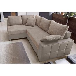 Collection AB Ecksofa &raquo;Parma L-Form, B: 224 cm&laquo; Schlaffunktion, Bettkasten & 2 Zierkissen, Federkern braun Kunstleder SOFTLUX / Struktur (80% 