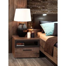 FORTE Nachtkonsole &raquo;Jacky&laquo; mit 1 offenem Fach und 1 Schubkasten braun B/H/T: 52cm x 41cm x 41cm