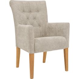 Home Affaire Esszimmerstuhl &raquo;King&laquo; () Armlehnstuhl mit Knopfheftung, Polsterstuhl beige Polyester B/H/T: 60cm x 92cm x 65cm, Feinstruktur