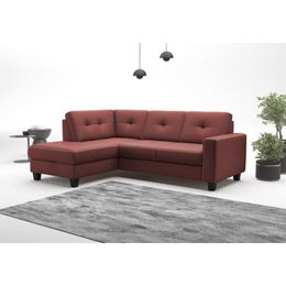 OTTO home Ecksofa &raquo;Varese&laquo; wahlweise mit Schlaffunktion und Bettkasten B/H/T: 226cm x 91cm x 170cm, NaturLEDER Stoff, Ottomane links,mit Bettfunktion,