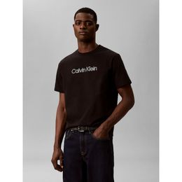 Calvin Klein Jeans Herren T-Shirt Rundhalsausschnitt, reine Baumwolle, Logoschriftzug schwarz M