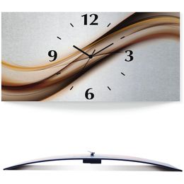 Artland Wanduhr &raquo;Welle&laquo; wahlweise mit Quarz- oder Funkuhrwerk, lautlos ohne Tickger&auml;usche braun B/H/T: 60cm x 30cm x 0,3cm, Funkuhr