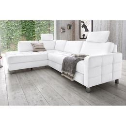 Sit & More sit&more Ecksofa &raquo;Pablo L-Form&laquo; wahlweise mit Schlaffunktion wei&szlig; Struktur fein (100% Polyester);Struktur (100% Polyester) B/H/T: 233cm x 78cm x 196cm