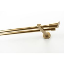 Garesa Gardinenstange &raquo;MOLIS&laquo; &Oslash; 20 mm 2 l&auml;ufig-l&auml;ufig Wunschma&szlig;l&auml;nge Vorhanggarnitur, verl&auml;ngerbar, Wandmontage, Keil, ohne Ringe gold Holzwerkstoff, 