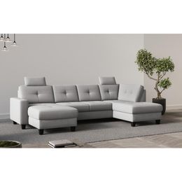 OTTO home Wohnlandschaft &raquo;Varese&laquo; wahlweise mit Schlaffunktion und Bettkasten grau 95%Polyester 5%Polyamid B/H/T: 304cm x 91cm x 170cm, Flachgewebe 