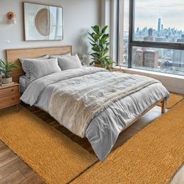 OTTO home Hochflor-Teppich &raquo;Banji&laquo; rechteckig 37 mm H&ouml;he Uni Farben, weich und flauschig, auch als L&auml;ufer & in rund erh&auml;ltlich gold Polypropylen (PP) 