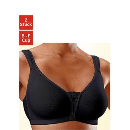 Petite Fleur By Lascana Damen petite fleur by Lascana Soft-BH Packung, ohne B&uuml;gel, Baumwolle mit Spitzen-Details, gro&szlig;e Gr&ouml;&szlig;en, bequemer BH schwarz 95