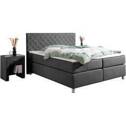 Home Affaire Boxspringbett &raquo;Bernard, in verschiedenen Breiten&laquo; inkl. Topper, Matratze in H2, H3 oder H4 erh&auml;ltlich grau Microfaser, Liegefl&auml;che B/L: 
