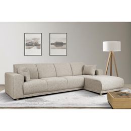 OTTO home Ecksofa &raquo;LEMPS wahlweise Recamiere links oder rechts L-Form&laquo; incl. Zierkissen, Stellma&szlig;e 297x162 cm beige 100% Polyester B/H/T: 297cm x 85cm