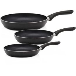 Kr&uuml;ger Pfannen-Set &raquo;Venezia&laquo; Aluminium Set, 3 Stk. tlg. &Oslash; 20/28/28 cm, Induktion schwarz Einheitsgr&ouml;&szlig;e