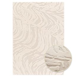 PRIMAflor-Ideen in Textil Teppich &raquo;COSMO Waves, Made in Belgium&laquo; rechteckig 14 mm H&ouml;he modernes Design, Hoch-Tief Effekt, weicher Flor beige Polyester