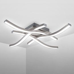 B.K.LICHT LED Deckenleuchte LED-Board Neutralwei&szlig; Deckenlampe, neutralwei&szlig;, 20 Watt 2.000 Lumen, Aluoptik, geschwungen grau 4, H: 7cm