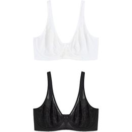 bonprix Damen bonprix Minimizer-BH Packung, 2 mit B&uuml;gel, mit Spitze und transparenten Details 100, Cup G