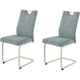 Hela Freischwinger &raquo;TIVOLI&laquo; (Set) 2 Stk.Freischwinger, Gestell Perlwei&szlig;, mit Griff, 140kg belastbar grau Metall, Polyester, Stoff B/H/T: 43,5cm x 97cm