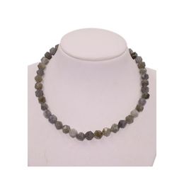 Firetti Damen Collier &raquo;Schmuck Geschenk Halsschmuck Halskette Edelstein Farbstein Labradorit&laquo; Made in Germany - mit Labradorit grau Messing, L: 50 B: 