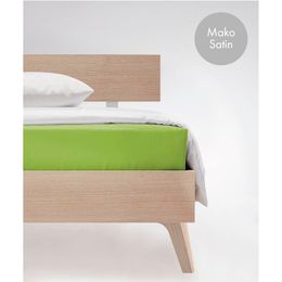 Fleuresse Spannbettlaken &raquo;Colours in Gr. 90x200, 140x200 oder 180x200 cm&laquo; Mako Satin, f&uuml;r Matratzen bis 23 cm H&ouml;he, Bettlaken, Spannbetttuch gr&uuml;n Mako