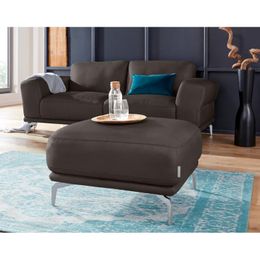 W.Schillig Hocker &raquo;montanaa&laquo; mit Metallf&uuml;&szlig;en in Silber matt, Breite 71 cm braun B/H/T: 71cm x 42cm x 71cm, Longlife Xtra-Leder Z59