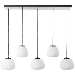 Brilliant Pendelleuchte &raquo;Kaizen&laquo; E27 1 Stk. 150 x 125 x 48 cm, 5 x E27, k&uuml;rzbar, Riffelglas wei&szlig; 5, 1 Stk.
