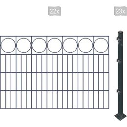 Arvotec Doppelstabmattenzaun &raquo;ESSENTIAL 80 zum Aufschrauben "Ring" mit Zierleiste&laquo; Zaunh&ouml;he 80 cm, Zaunl&auml;nge 2 - 60 m grau Kunststoff, Stahl H/L: 80cm x 44m, 