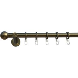 Indeko Gardinenstange &raquo;Colombes&laquo; 1 l&auml;ufig-l&auml;ufig Wunschma&szlig;l&auml;nge Komplett-Set inkl. Ringen und Montagematerial gold B/L: 350cm, 1 Stk., 1 l&auml;ufig