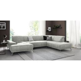 OTTO home Wohnlandschaft &raquo;Caluna&laquo; Inkl.Sitztiefenverstellung, wahlweise mit Kopf- und Armteilverstellung grau Flachgewebe Mura: (100% Polyester);Luxus