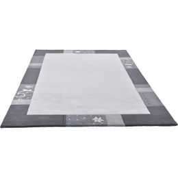 Theko Wollteppich &raquo;Royal Ganges&laquo; rechteckig 13 mm H&ouml;he 95% Wolle, mit Bord&uuml;re, ideal im Wohnzimmer & Schlafzimmer silber Viskose, Wolle B : 240cm 1 