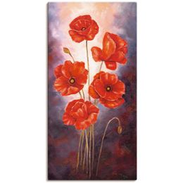 Artland Wandbild &raquo;Mohn V&laquo; Blumen 1 Stk. tlg. als Leinwandbild, Poster in verschied. Gr&ouml;&szlig;en rot Leinwand B/H/T: 30cm x 60cm, Leinwandbild Blumen Hochformat, 1 