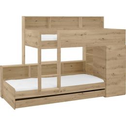 Relita Etagenbett &raquo;Sina&laquo; mit 2 Schlafgelegenheiten, Kleiderschrank und Regalablagen braun Liegefl&auml;che B/L: 90cm x 200cm H: 181,2cm, kein H&auml;rtegrad