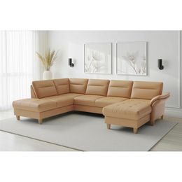 Sit & More sit&more Wohnlandschaft &raquo;Pamela, U-Form, B: 292 cm, Leder&laquo; B/H/T: 292cm x 90cm x 212cm, NaturLEDER , Ottomane links, ohne Bett,ohne Bettkasten,ohne 