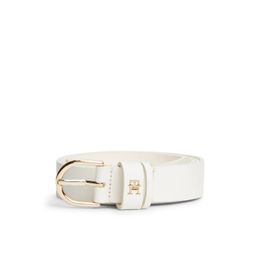 Tommy Hilfiger Damen Lederg&uuml;rtel &raquo;ESSENTIAL EFFORTLESS 2.5 cm breit GOLD&laquo; Logoemblem, weiche Haptik, ovale Einfachdornschlie&szlig;e 85