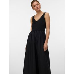 V&eacute;ro Moda Vero Moda Damen Tr&auml;gerkleid &raquo;VMVALLY SL LONG DRESS JRS NOOS&laquo; Materialmix, locker geschnitten, V-Ausschnitt schwarz XS, N-Gr