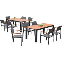Merxx Garten-Essgruppe &raquo;Paxos&laquo; 11 Stk. tlg. grau Aluminium, Massivholz, Stoff Einheitsgr&ouml;&szlig;e