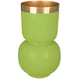 Gilde Tischvase &raquo;Vase Roro mit Goldrand&laquo; gr&uuml;n Metall B/H/T: 18cm x 31,5cm x 18cm &Oslash; 18cm