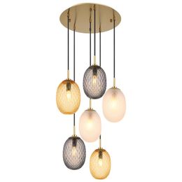 Globo LIGHTING H&auml;ngeleuchte &raquo;DEVIN&laquo; E14 1 Stk. H&auml;ngelampe/Pendelleuchte/Esszimmer/Wohnzimmer/Esstisch gold 6, &Oslash; 15cm H: 120cm, 1 Stk.