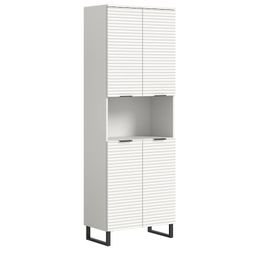 Welltime Hochschrank &raquo;Litica, H&ouml;he 193 cm, 4 T&uuml;ren, 2 Einlegeb&ouml;den, 1 offenes Fach&laquo; Badschrank, Standschrank, Badezimmer, Bad-M&ouml;bel wei&szlig; FSC -