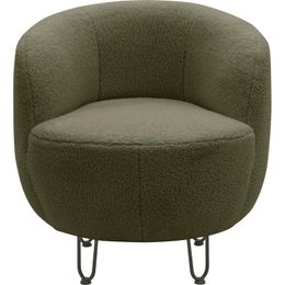 Home Affaire Sessel &raquo;Anjuli Lieferzeit nur 2 Wochen&laquo; Runde Form, perfektes Einzelst&uuml;ck, Flausch oder Feinstruktur gr&uuml;n 100% Polyester Flausch, B/H/T: 