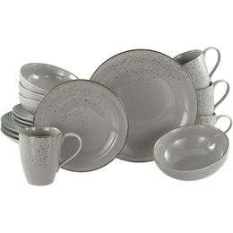 Creatable Kombiservice &raquo;Nature Collection, Kombi-Service 16-tlg&laquo; Handwerklicher Look, Vintage grau Steinzeug 16 Stk.